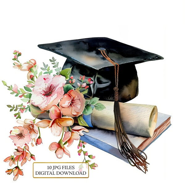 Watercolor Graduation Cap - Etsy