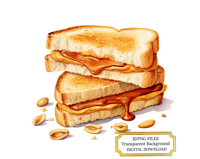 Peanut Butter & Jelly Clip Art, Sweet Treat Chocolate and Banana, Kids ...