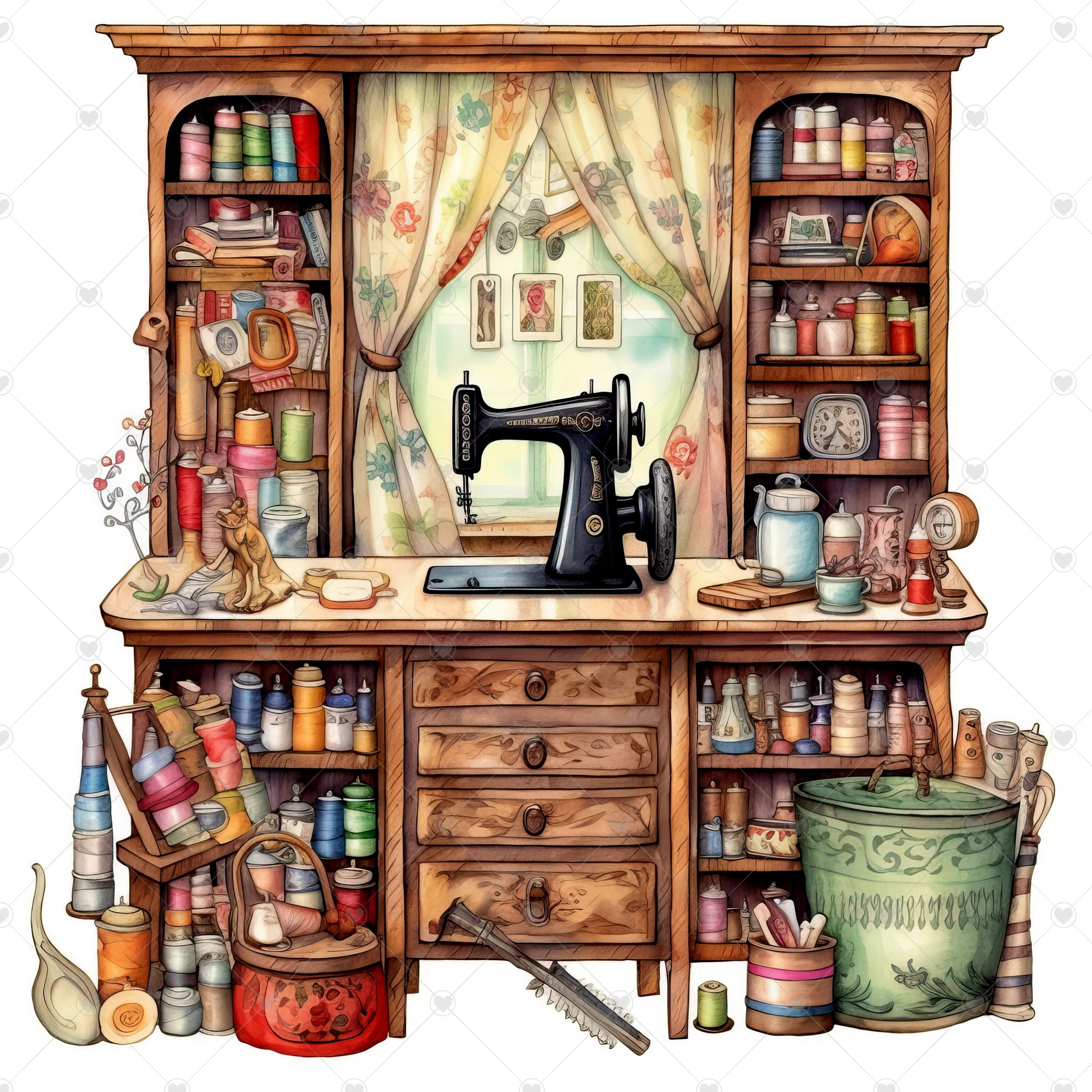 Vintage Tailor Shop Clipart Bundle 10 High Quality Watercolor - Etsy