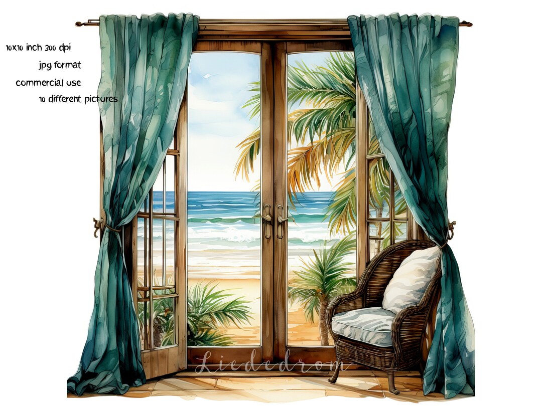 Beach View Window Clipart Bundle 10 High Quality Watercolor - Etsy ...