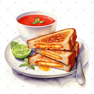 Tomato Soup and Grilled Cheese Sandwich Clipart Bundle- 10 High Quality ...
