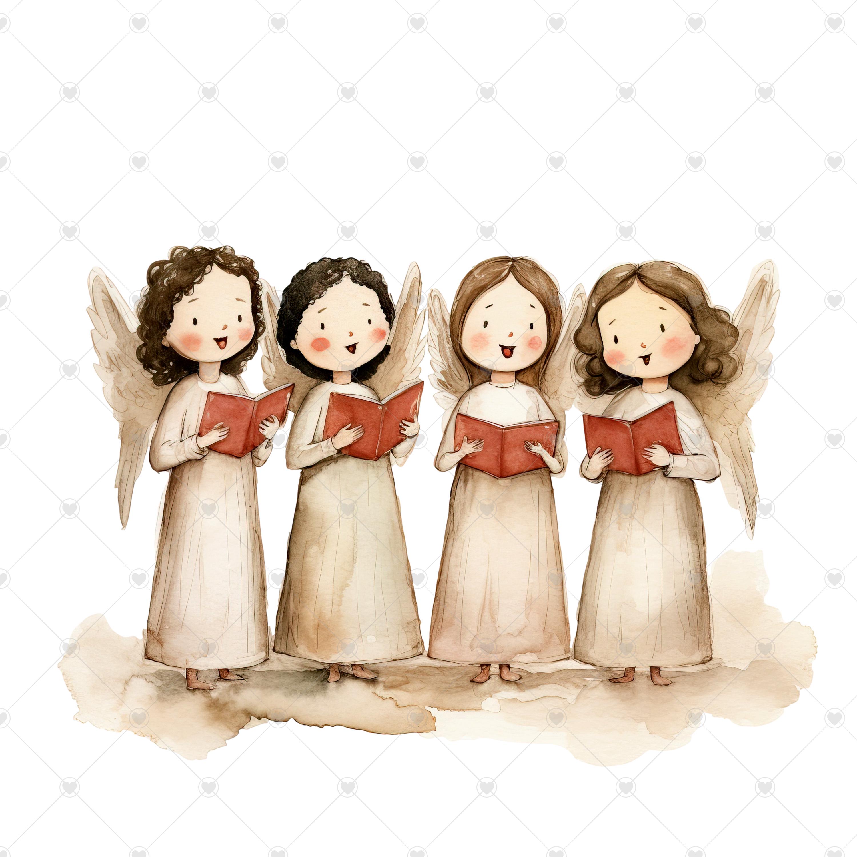 Adorable Little Angels Singing Christmas Carols PNG Clipart Bundle ...