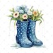 Blue Polka Dot Rain Boots With Flowers Clipart Bundle 10 High Quality ...