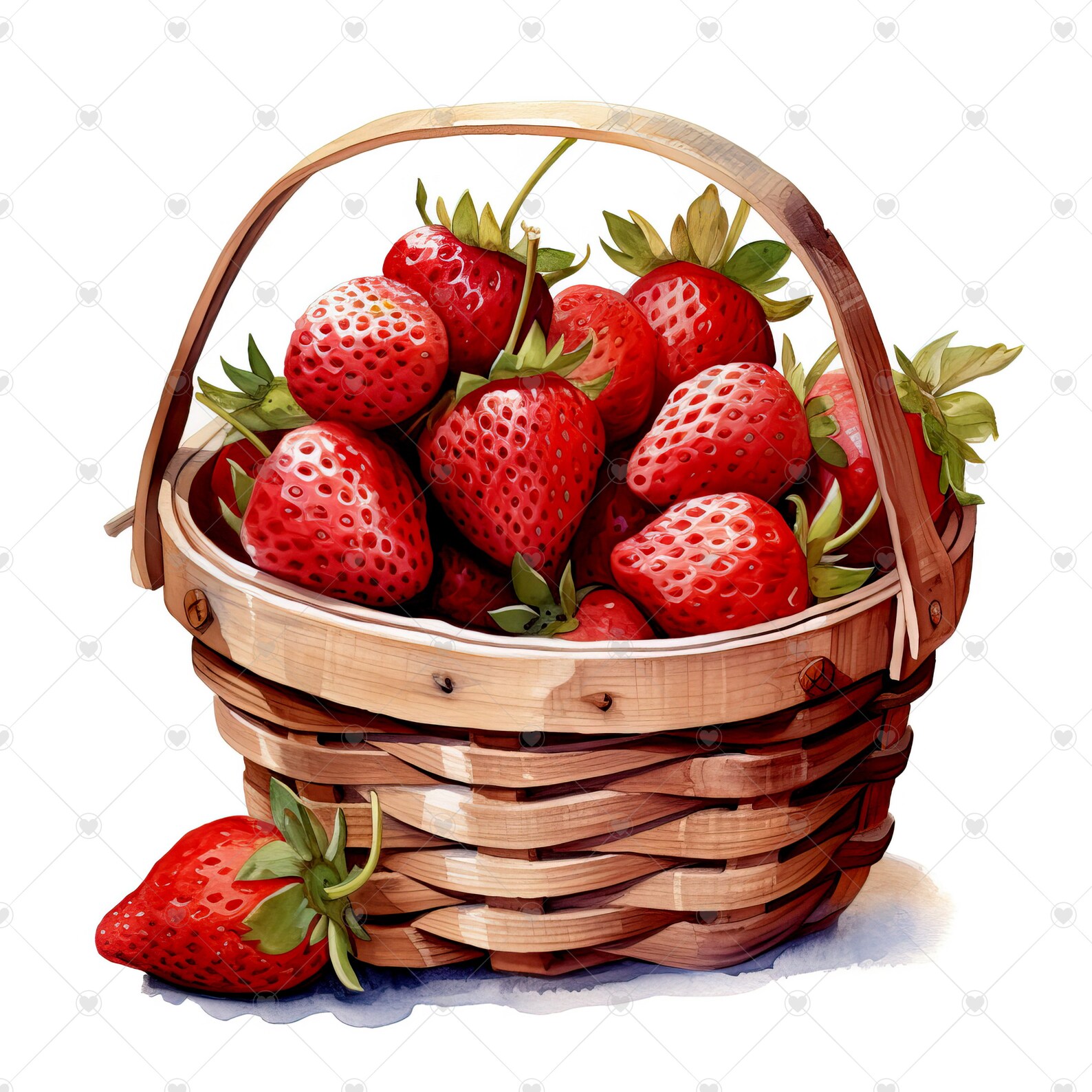 Strawberry Basket Clipart Bundle 10 High Quality Watercolor - Etsy