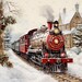 Vintage Christmas Train Leaving Snowy Town Clipart Bundle 10 High ...