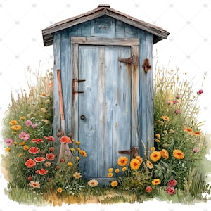Rustic Outhouse With Flowers PNG Clipart Bundle- Digital Download - Etsy