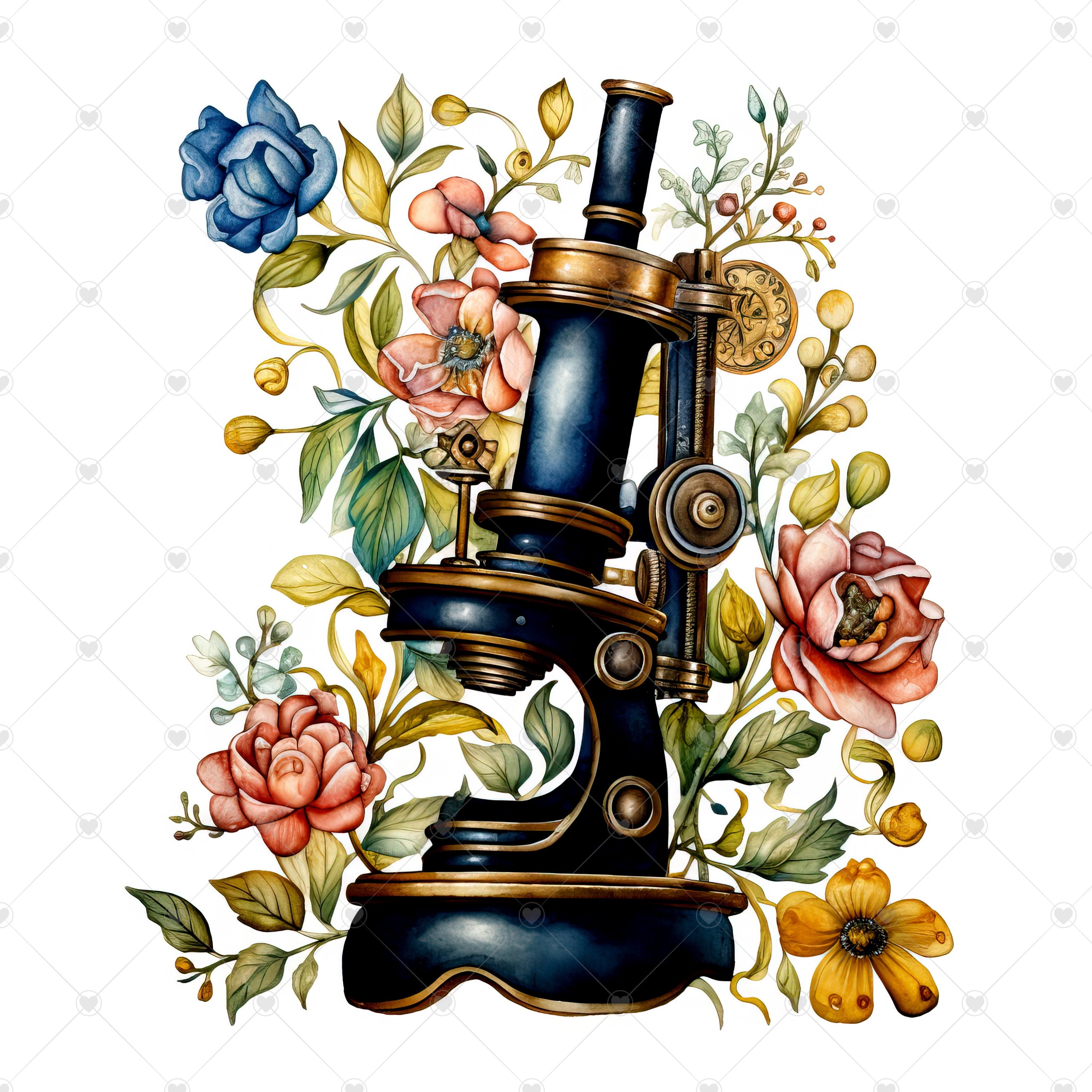 Vintage Microscope With Flowers Clipart Bundle 10 High - Etsy