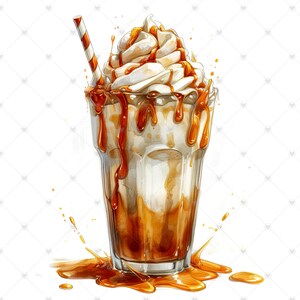 Caramel Milkshake Clipart Bundle 10 High Quality Watercolor Jpgs ...