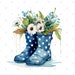 Blue Polka Dot Rain Boots With Flowers Clipart Bundle 10 High Quality ...