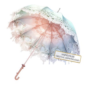 Pastel Lace Parasol Clipart Bundle- 10 High Quality Watercolor Jpgs ...