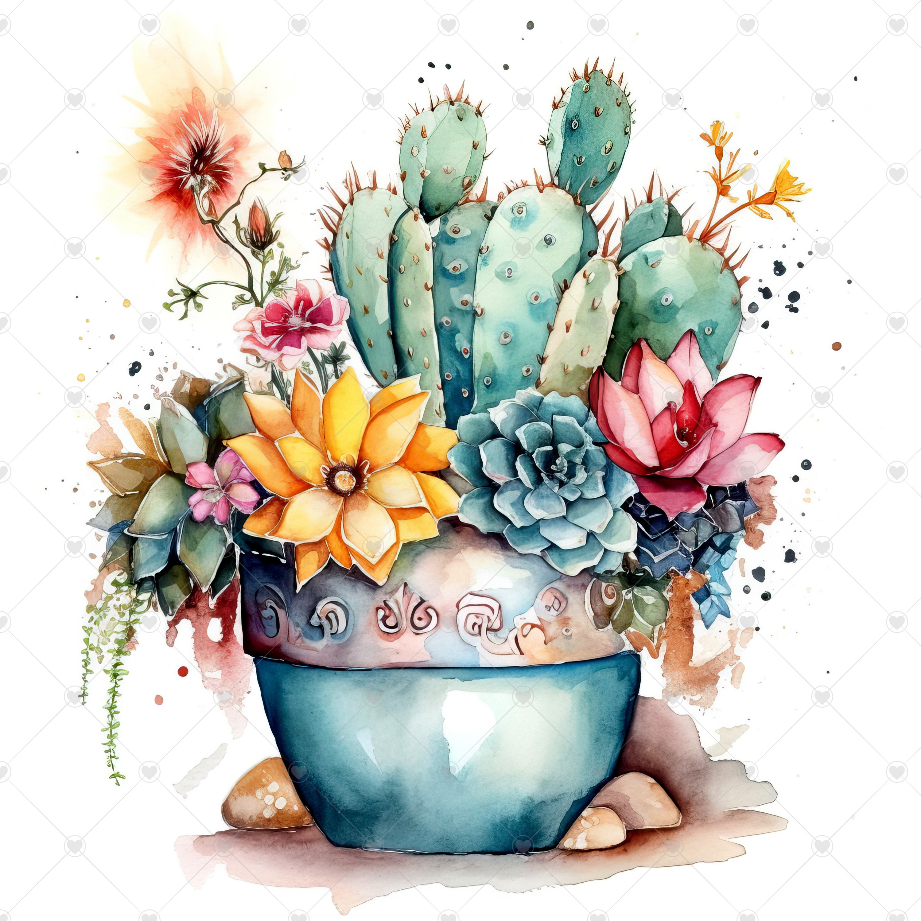 Cactus in Flower Pot Clipart Bundle 10 High Quality - Etsy
