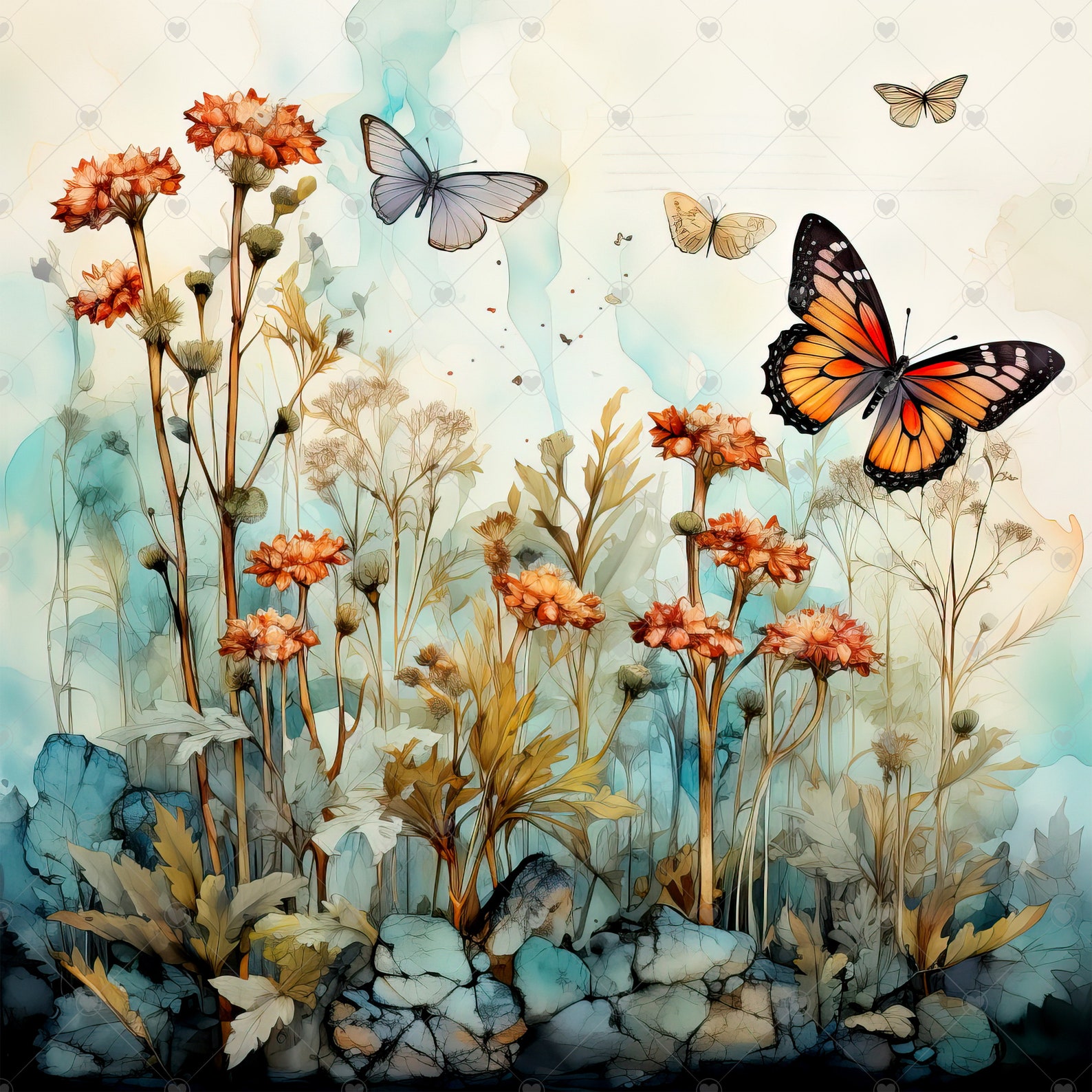 Shabby Chic Flowers and Butterflies Clipart Bundle-10 High Quality ...