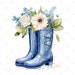 Blue Polka Dot Rain Boots With Flowers Clipart Bundle 10 High Quality ...