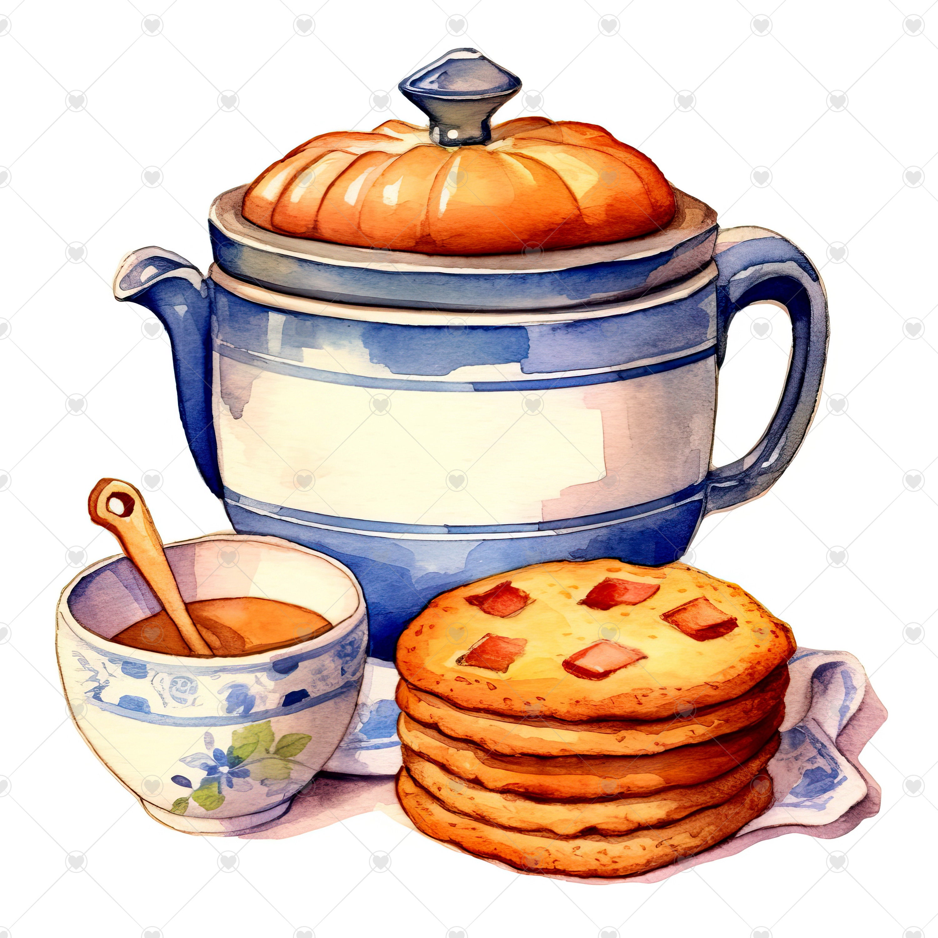 Tea Time With Biscuits Clipart Bundle 10 High Quality - Etsy