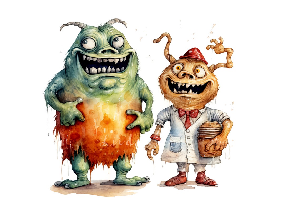 Cute and Spooky Halloween Monsters Clipart Bundle 10 High - Etsy