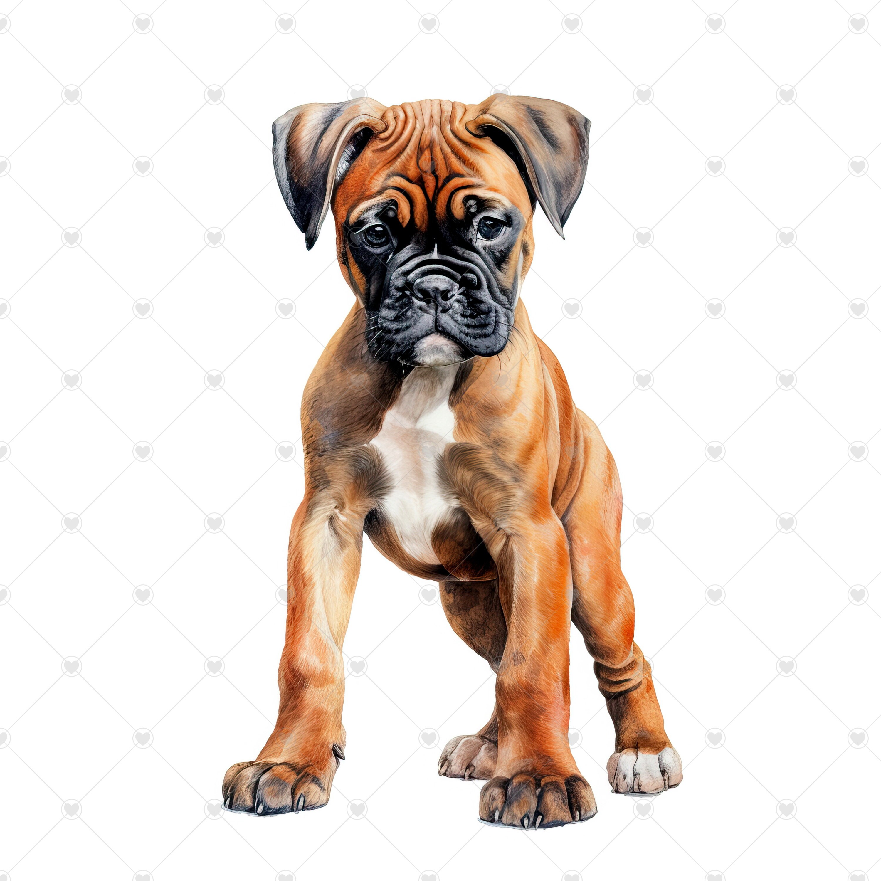Boxer Dog Puppy Clipart Bundle 10 High Quality Watercolor - Etsy