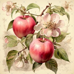 Shabby Chic Apples Clipart Bundle 10 High Quality Watercolor Jpgs Fruit ...