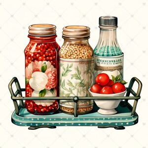 Retro Spice Rack Clipart Bundle- 10 High Quality Watercolor Jpgs ...