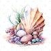 Seashells in Ocean Clipart Bundle- 10 High Quality Watercolor Jpgs- Sea ...
