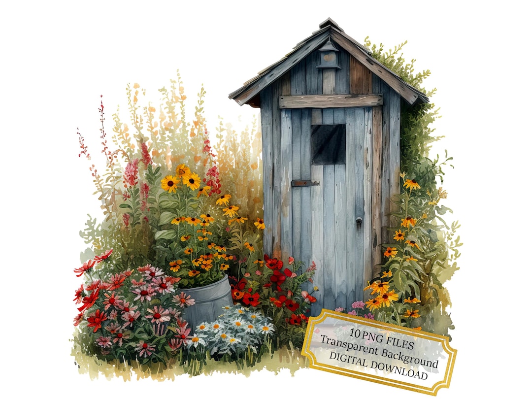 Rustic Outhouse With Flowers PNG Clipart Bundle- Digital Download - Etsy
