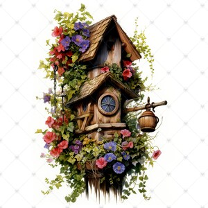 Overgrown Floral Cuckoo Clock Clipart Bundle 10 High Quality Watercolor ...