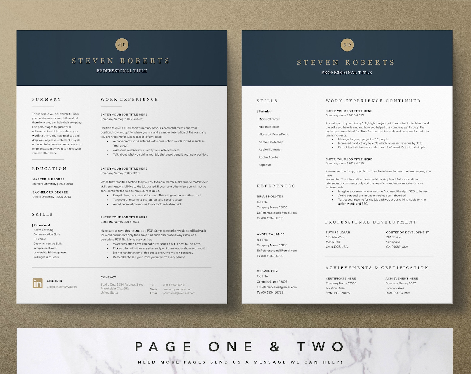 Modern Executive Resume Template, Professional Resume Template, CV ...
