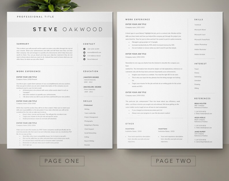 Resume Template Bundle, Clean Resume Templates, CV Templates Pack, CV ...