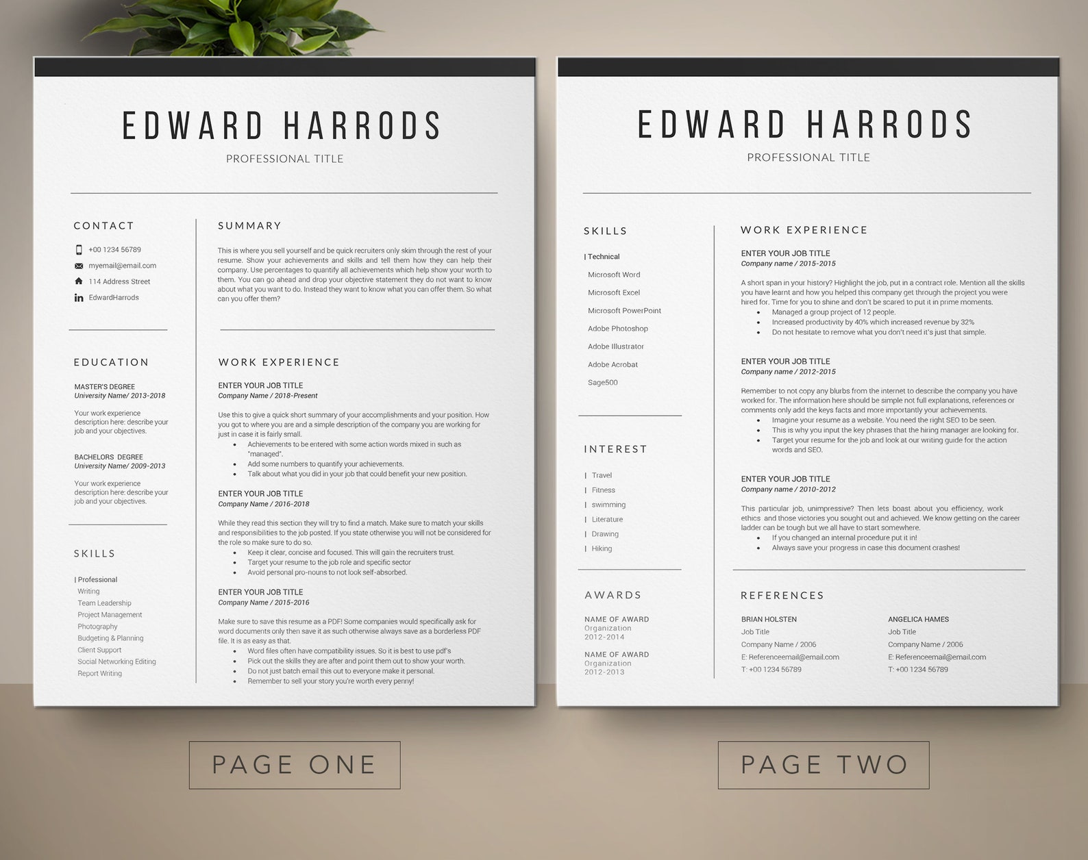 Resume Template Bundle, CV Template Pack, Bes Resume Templates, Resume ...