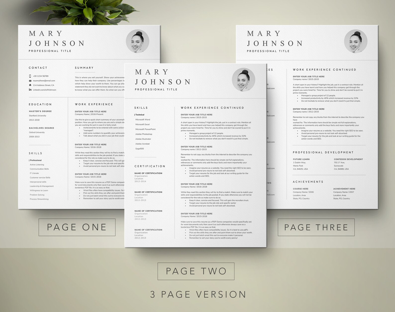 Professional Resume Template, CV Template, Template Word, Teacher ...