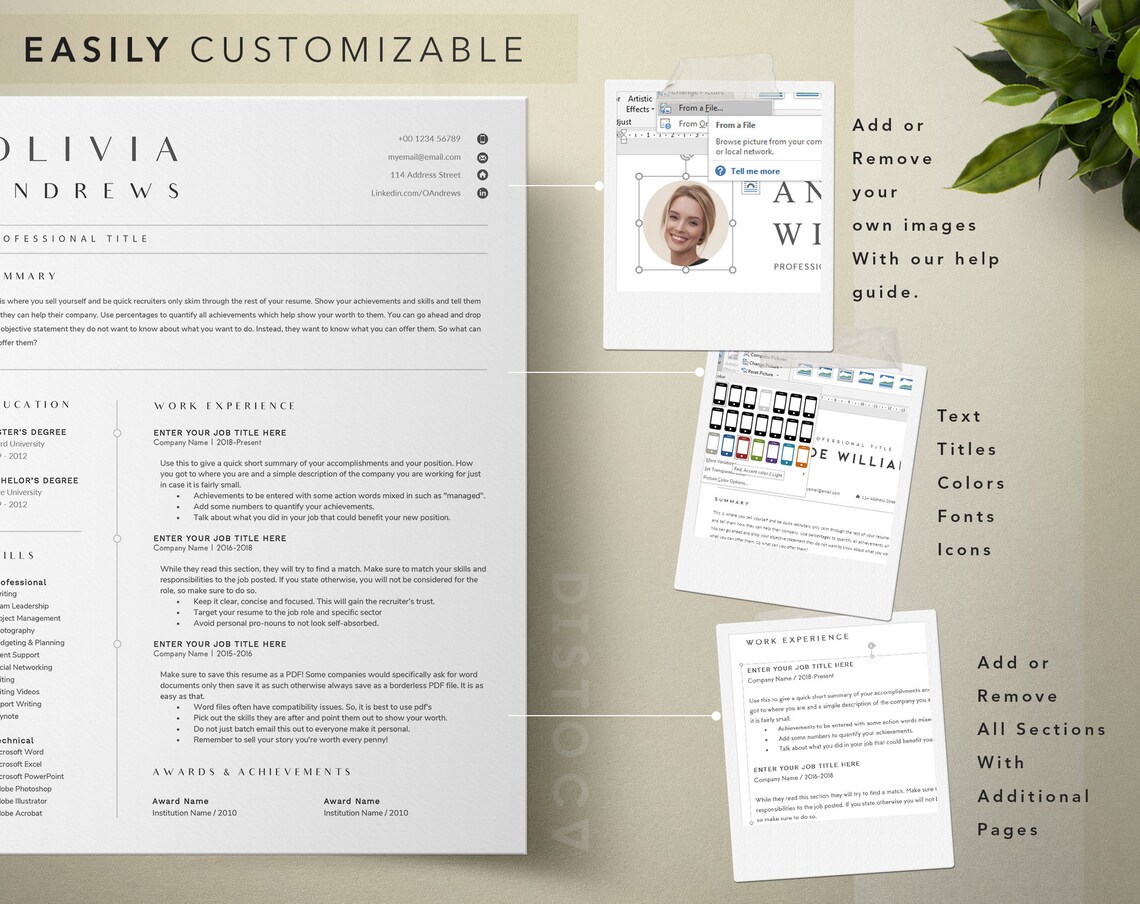 Cv Template Resume Templates Professional and C Level Resume | Etsy