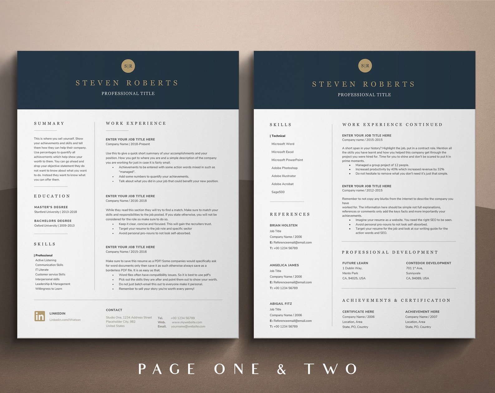 Professional Resume Template Simple, CV Template Word, Modern Resume ...
