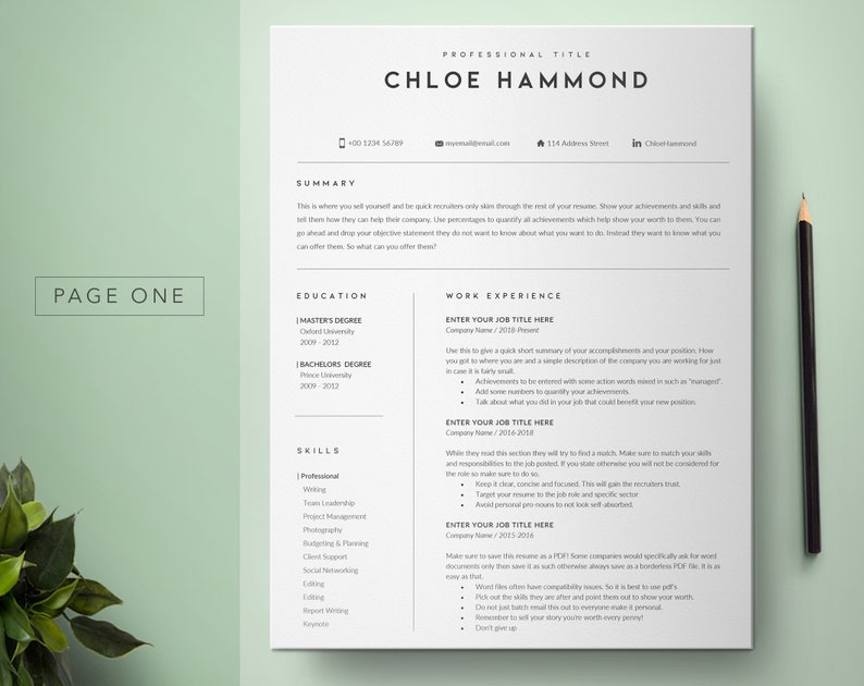Professional Resume Template Resume Template Modern Resume | Etsy