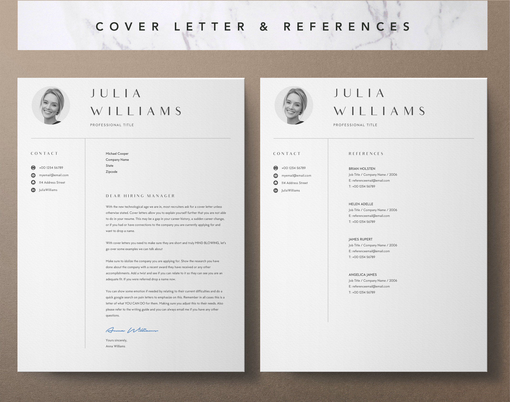 Resume Template 1 & 2 Pages, CV Resume Template, Professional Resume ...