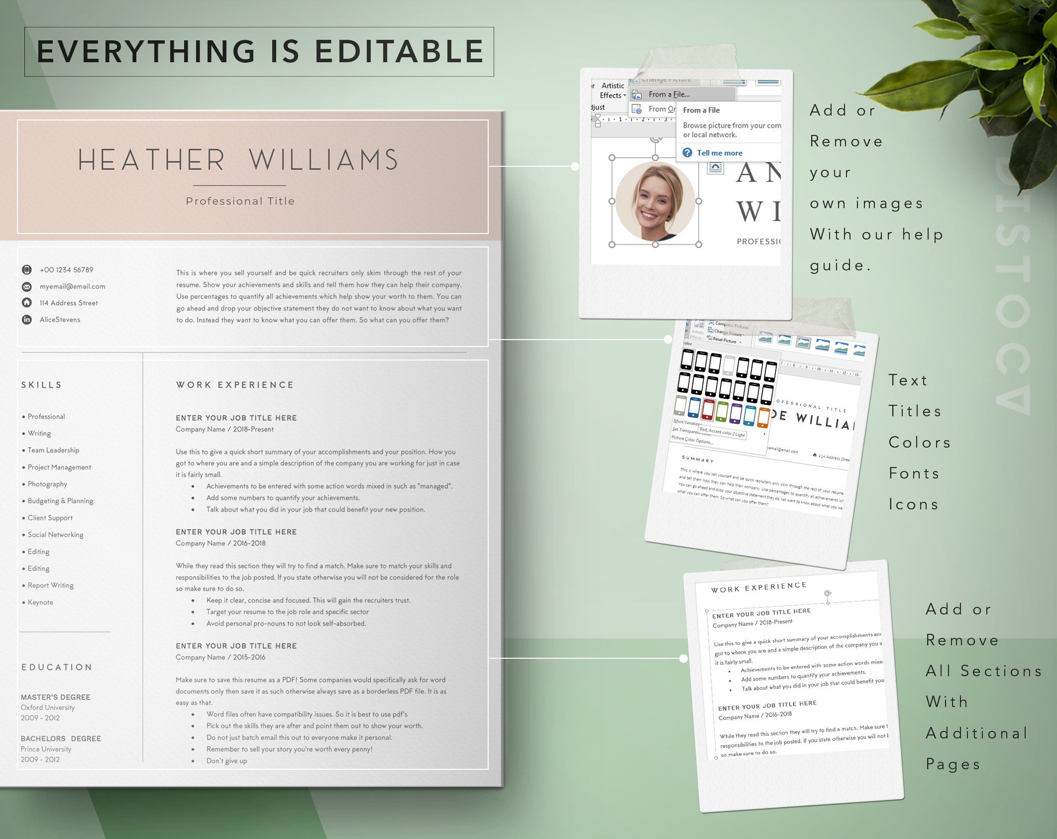 Resume Builder Resume Design Resume Pack Cv Template Cover Letter Free ...