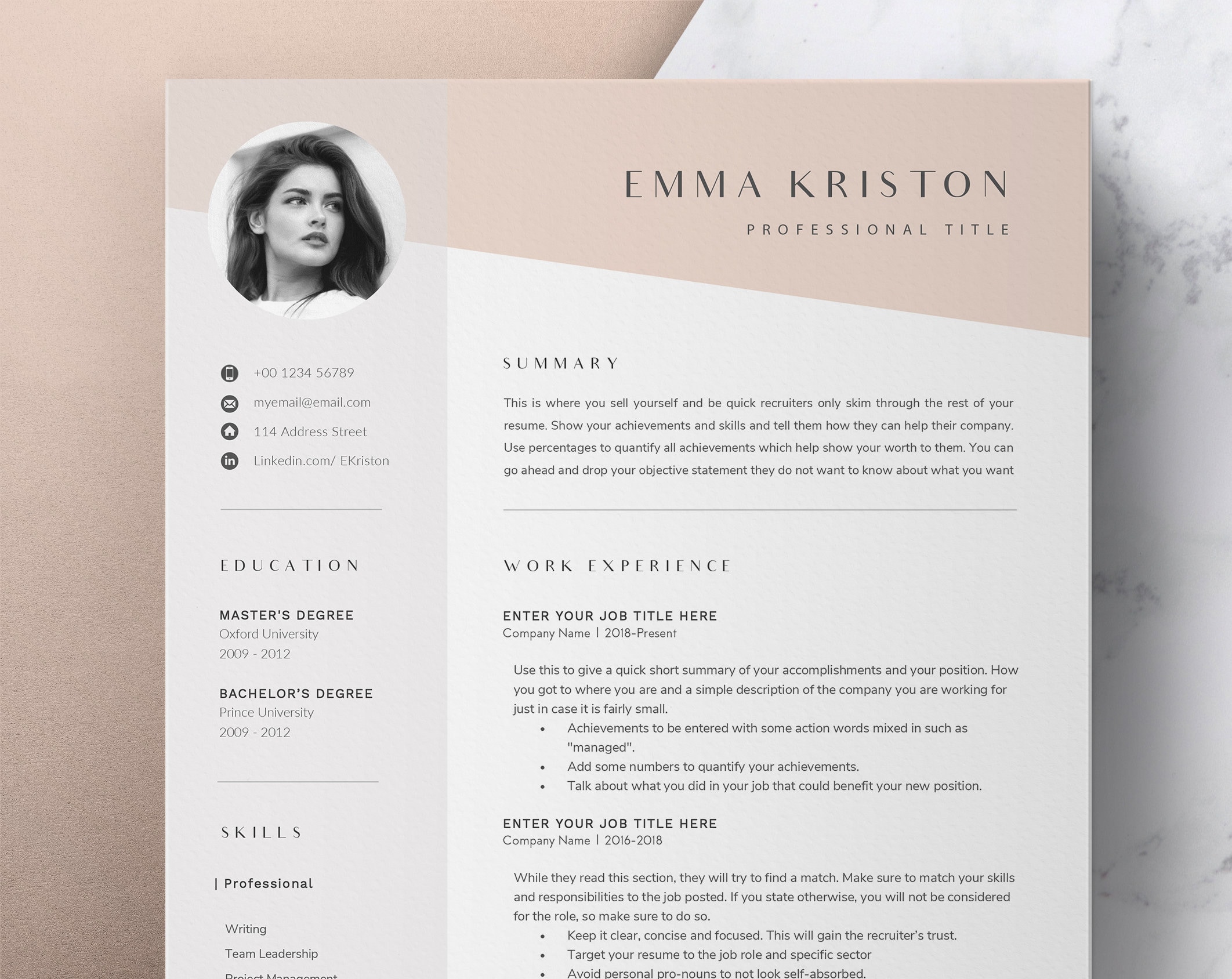 Professional Resume Template With Photo Modern Resume - Etsy