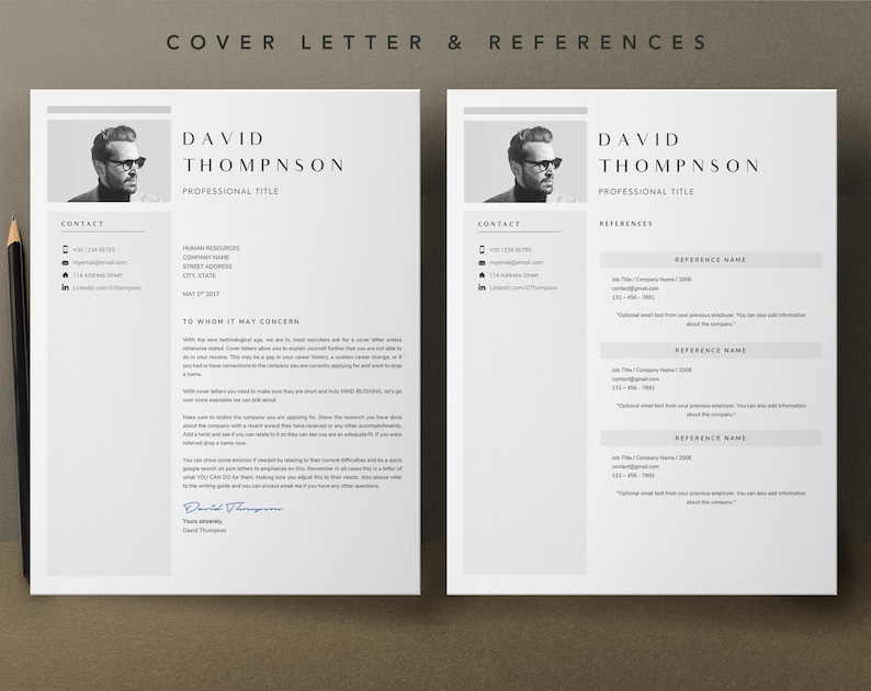 Modern Men Resume Template 2 Pages, CV Template, Cover Letter, Instant ...