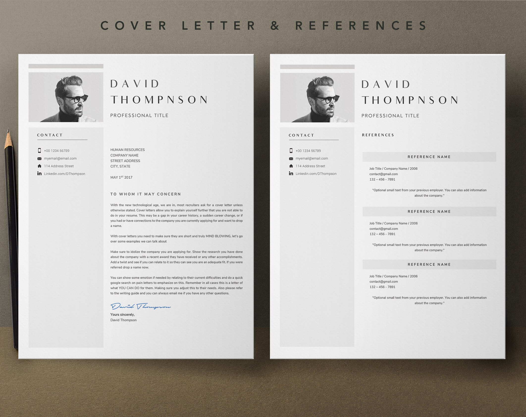 Modern Men Resume Template 2 Pages CV Template Cover Letter - Etsy Canada