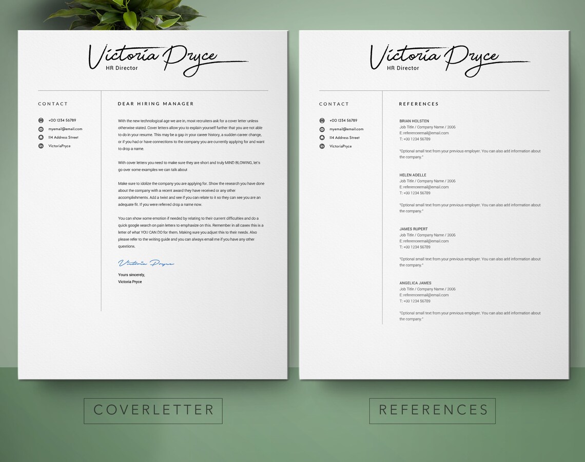 CV Template for Word & Pages, Resume Template With Photo, Curriculum ...