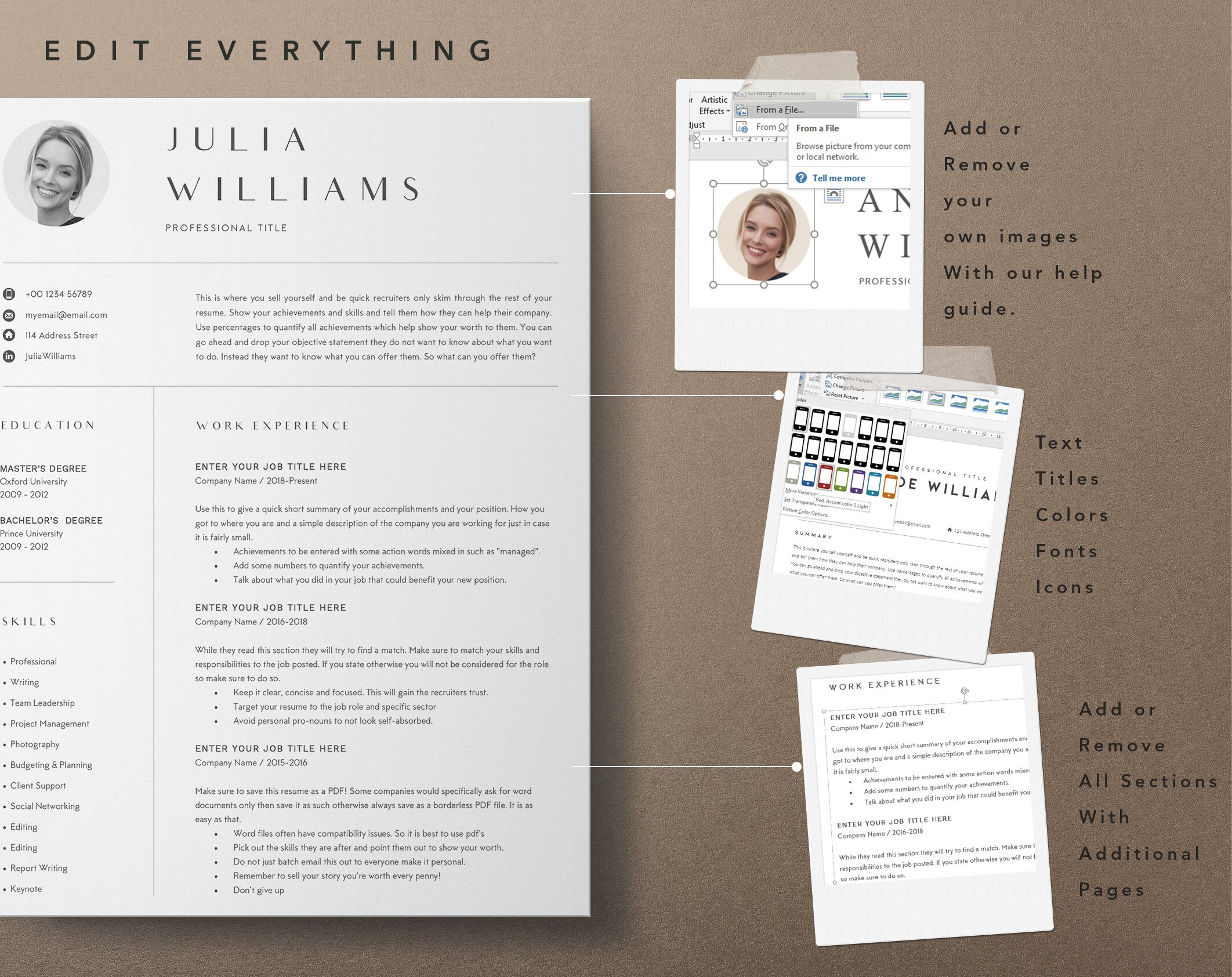 Resume Template 1 & 2 Pages, CV Resume Template, Professional Resume ...