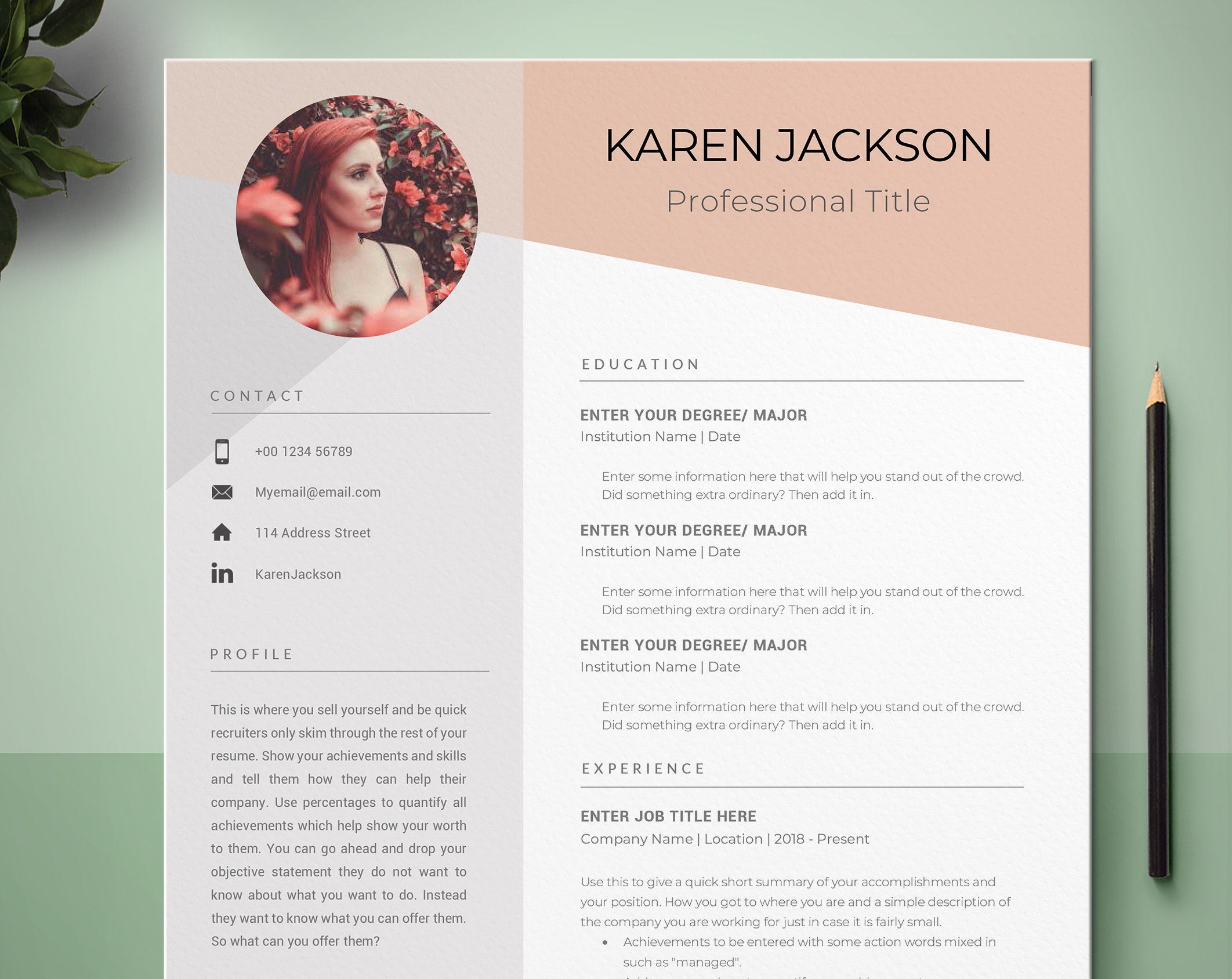 CV Template CV Met Foto Curriculum Vitae Referentie - Etsy België