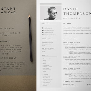 Modern Men Resume Template 2 Pages, CV Template, Cover Letter, Instant ...