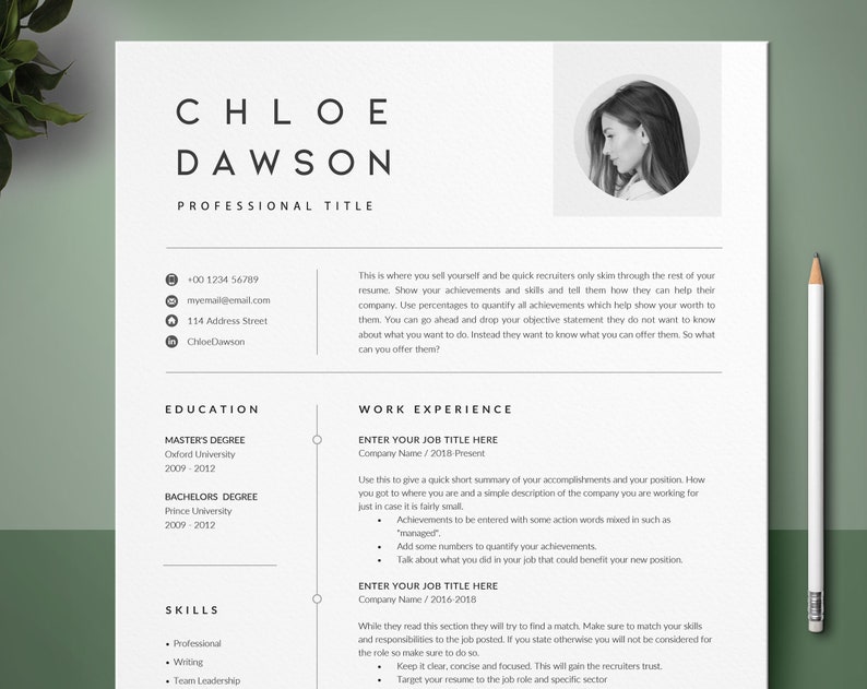 Professional Resume Template Word 3 Pages Resume Simple CV - Etsy