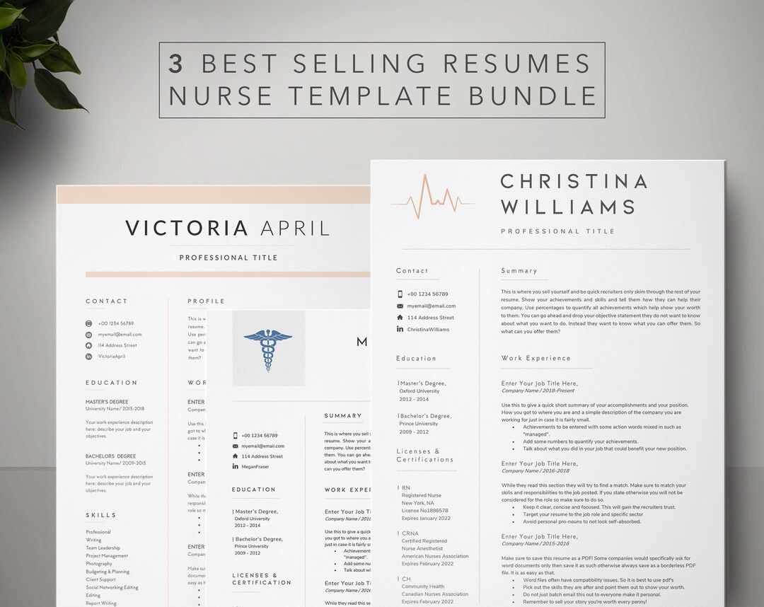 Medical Nurse Resume Bundle - Cv Nursing Pack - Registered Nurse ...