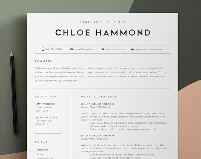 CV Resume Template With Photo, Paper Stationery, CV Template, Modern ...