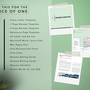 Curriculum Vitae, CV Template, 2 Page Resume, Reference Template, Cover ...