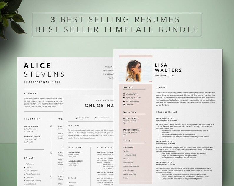 Resume Builder - Resume Design - Resume Pack - Cv Template - Cover ...