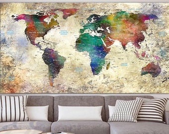 Modern World Map Wall Art Multi Panel Print Old Style World Map Wall - Etsy