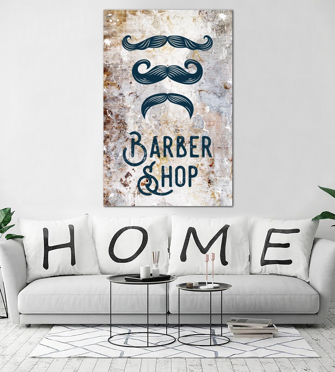 Barber Shop Wall Art Hair Mustache Print Hipster Print on Canvas Barber ...