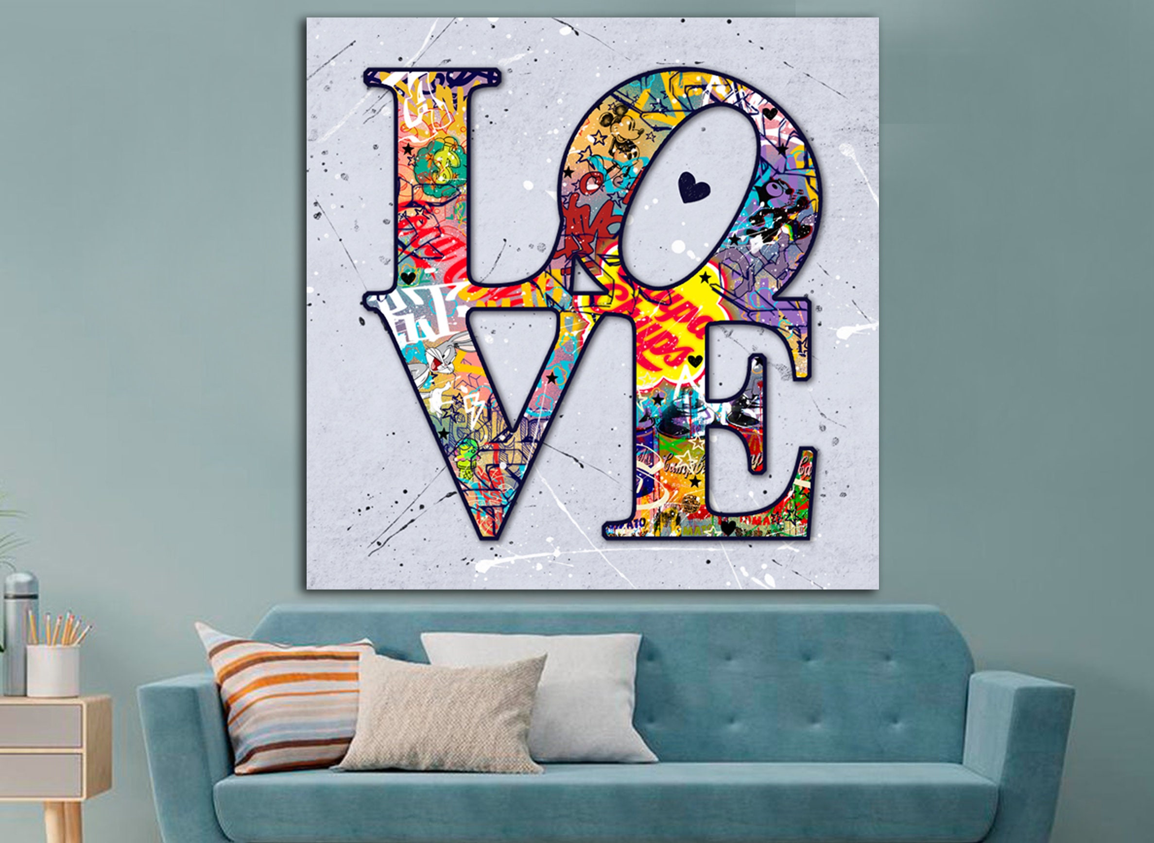 Love Sign Print Love Sign Wall Decor Pop Art Love Graffiti | Etsy
