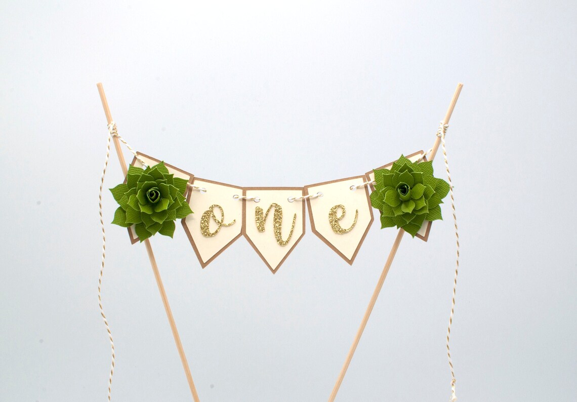 Succulent Cake Banner First Birthday Garden Party Succulent - Etsy